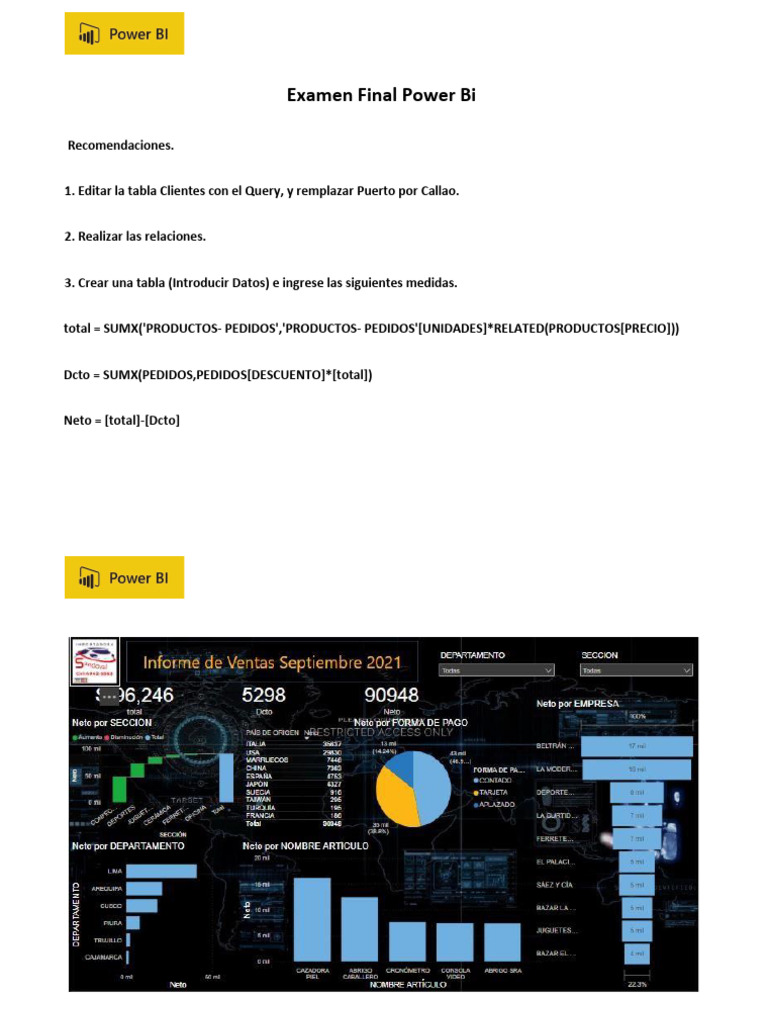 Examen Final Power BI: Recomendaciones Clave | PDF