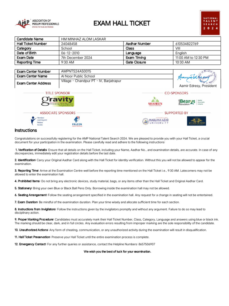 All Hall Ticket | PDF