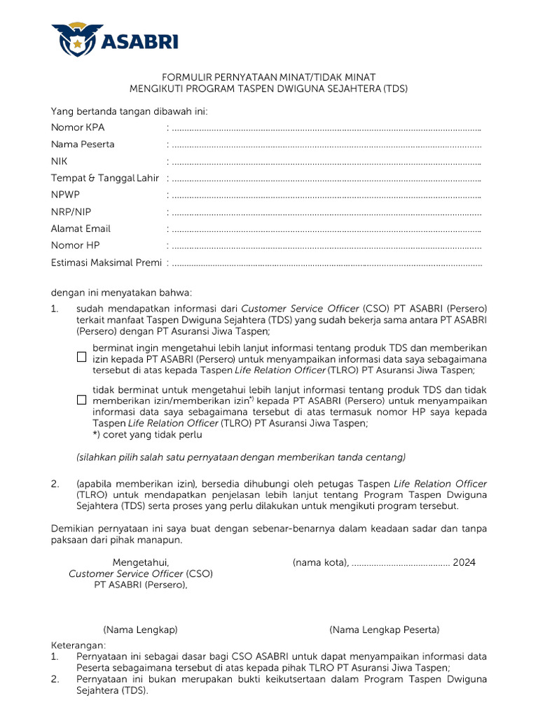 Form Penawaran Program TDS | PDF