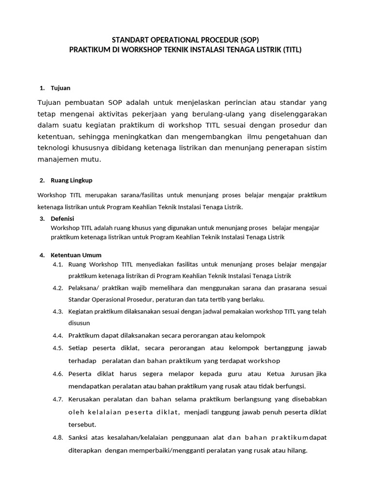 SOP PRAKTIKUM WORKSHOP TITL | PDF