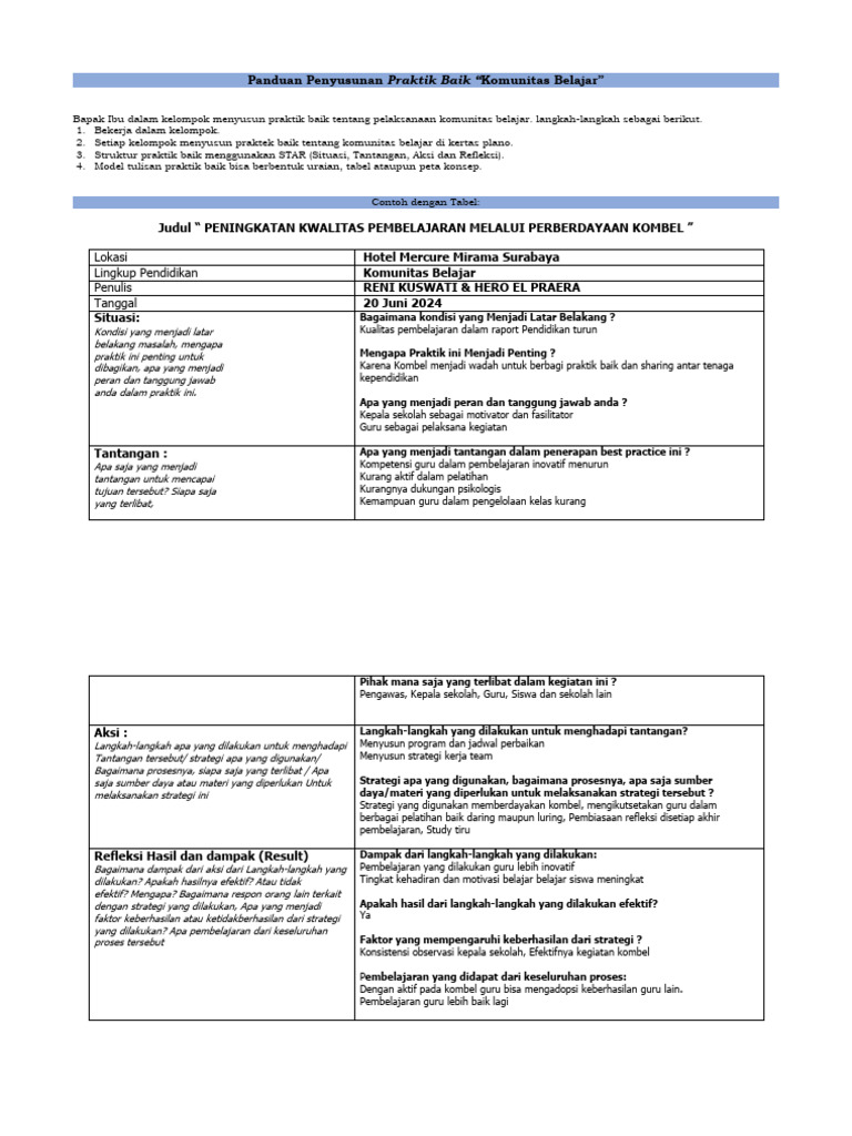 Penyusunan Hasil Best Practice (1) (Komunitas Belajar Metode STAR) - SD ...