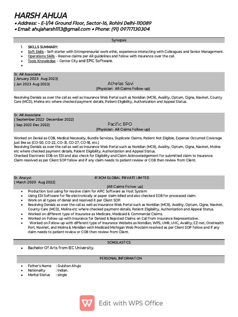 Harsh Ahuja Resume 21122023 | PDF | Medicine | Public Services