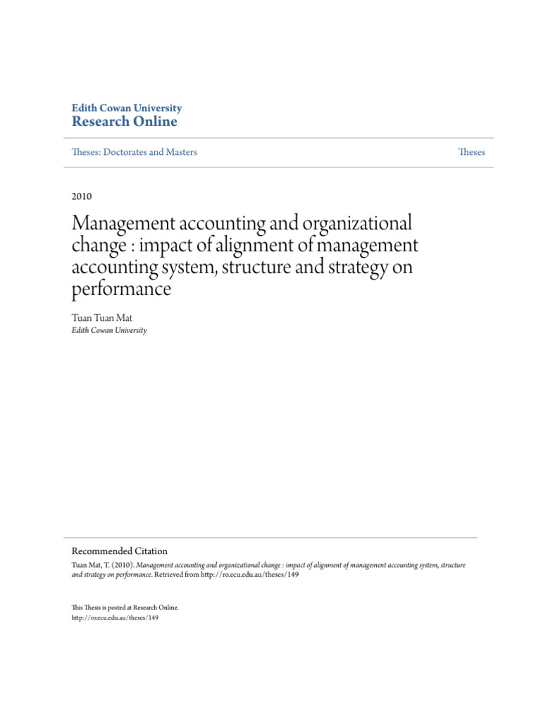 Management Accounting and Organizational Change - Impact of Align | PDF ...