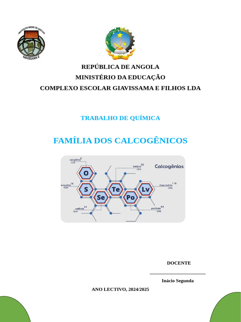 TRABALHO ESTRUTURA ELECTRONICA E PROPRIEDADE QUÍMICA DOS ELEMENTOS DO ...