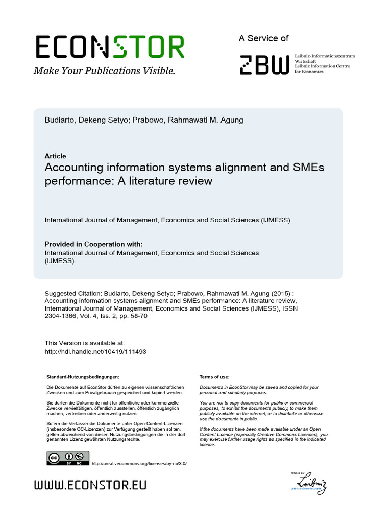 Accounting Information Systems Alignment and SMEs-literature Review ...