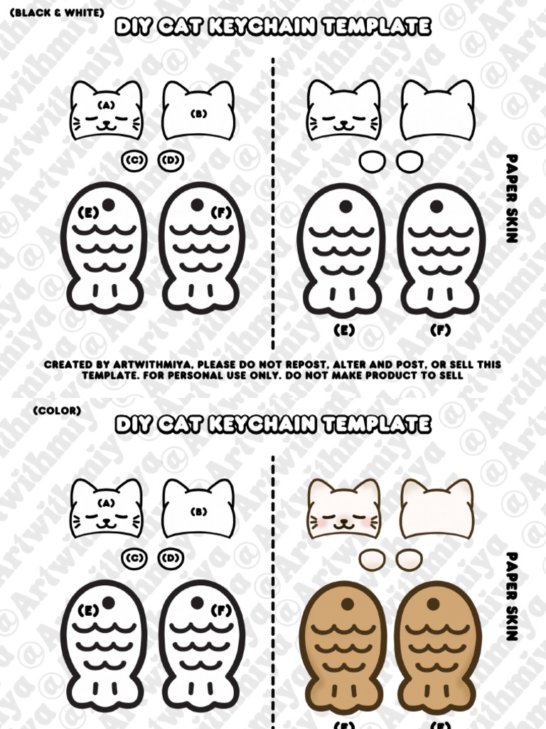 ArtwithMiya DIY Cat Keychain Template | PDF