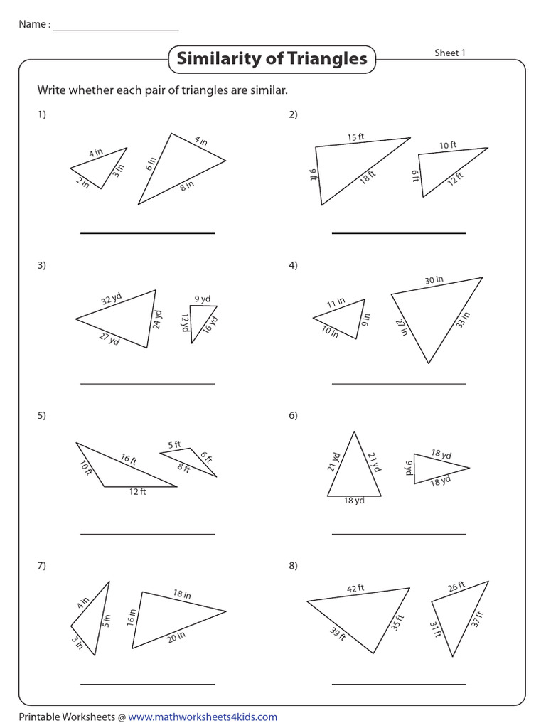 SSS Similarity Worksheet | PDF