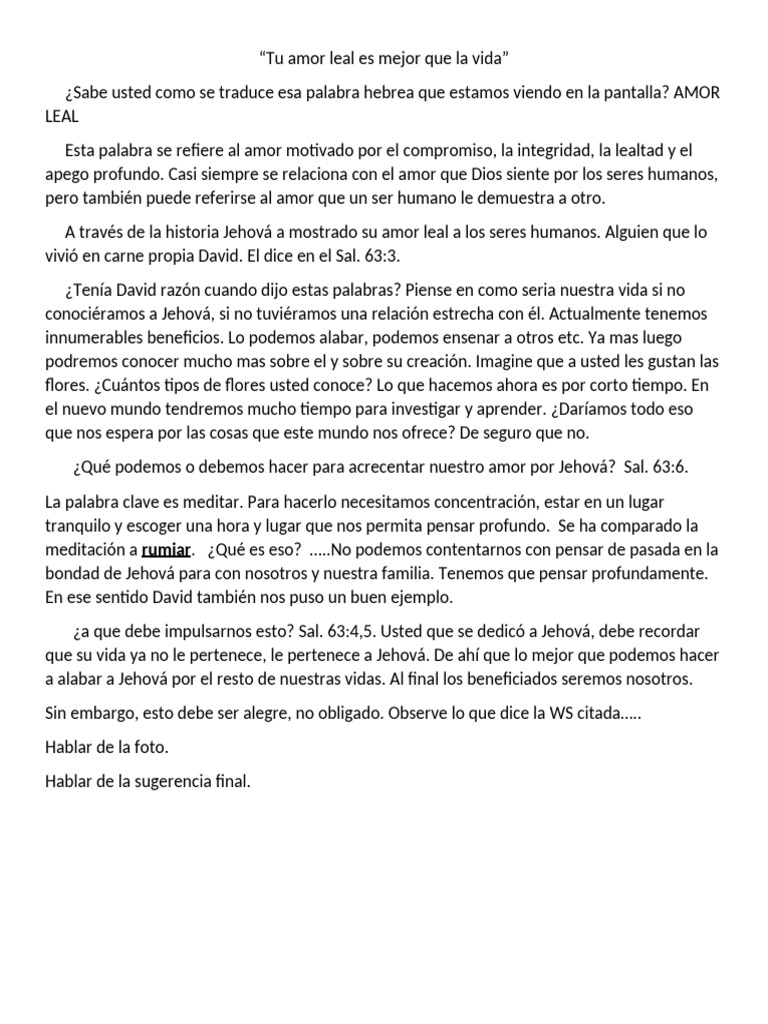 Amor Leal: Compromiso y Devoción a Jehová | PDF