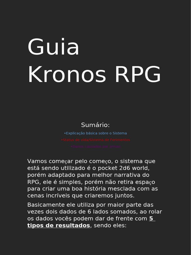 Guia_Kronos_RPG | PDF | Primeiros socorros | Jogos de RPG