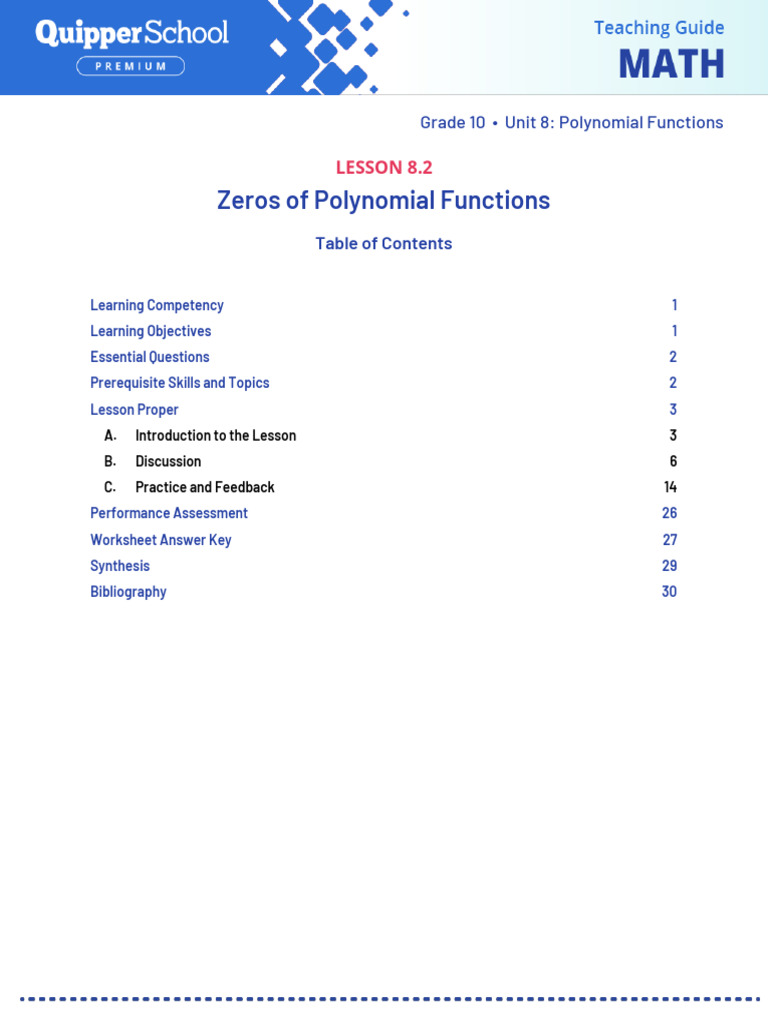 Zeros of Polynomial Functions Guide | PDF | Factorization | Zero Of A ...