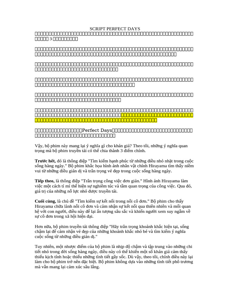Script Perfect Days | PDF