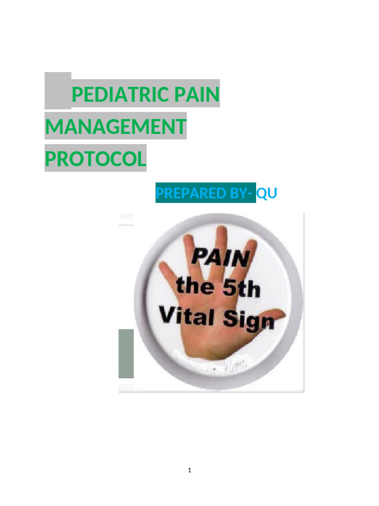 Pcv-Pediatric Pain Management Protocol2017 | PDF | Opioid | Analgesic