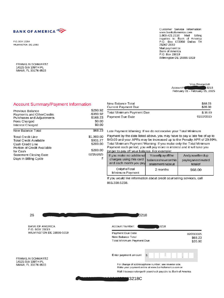 Boa Statement Feb Redacted | PDF