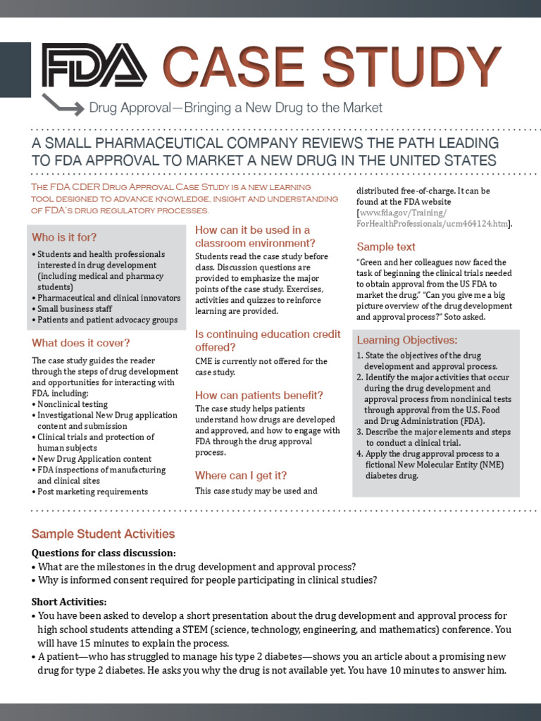 FDA Drug Approval Case Study Guide | PDF | Food And Drug Administration ...