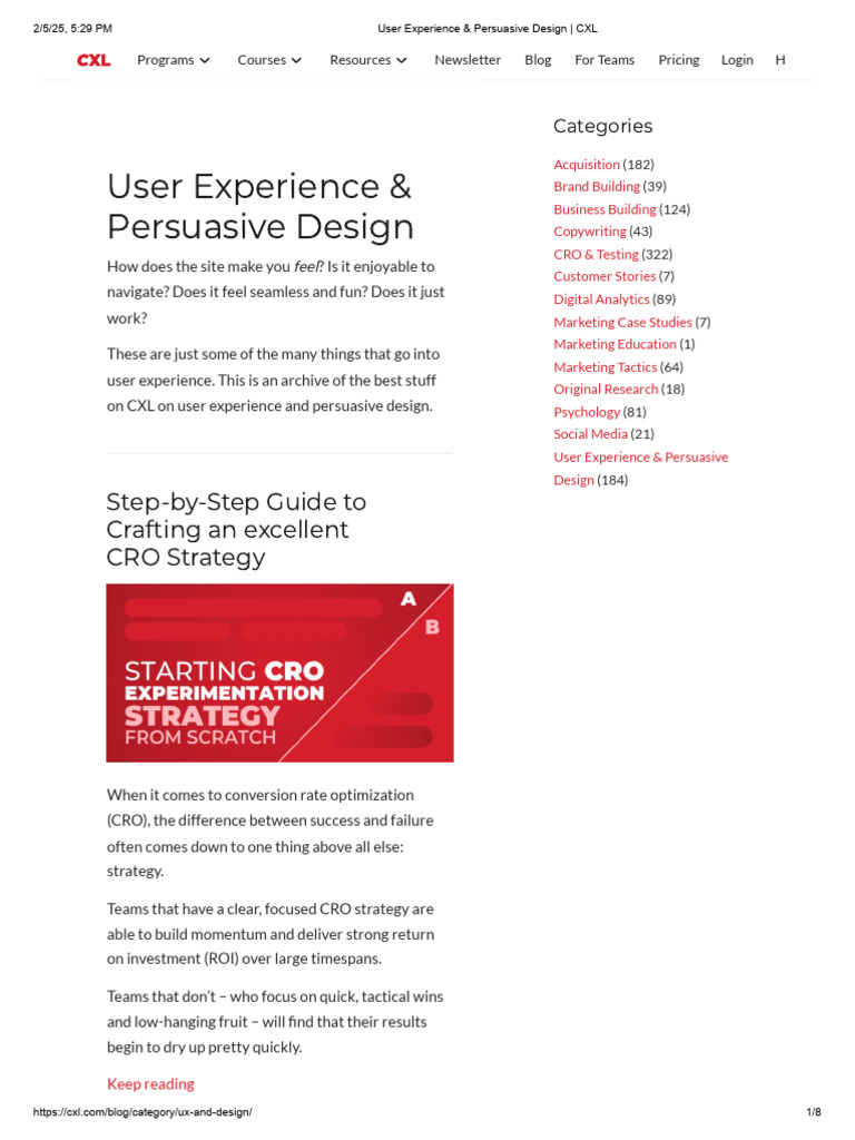 User Experience & Persuasive Design - CXL | PDF | Artificial ...