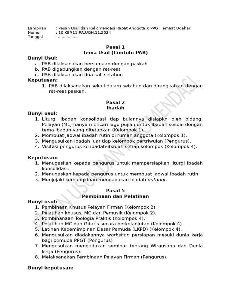 Lampiran Contoh Rumusan Keputusan | PDF