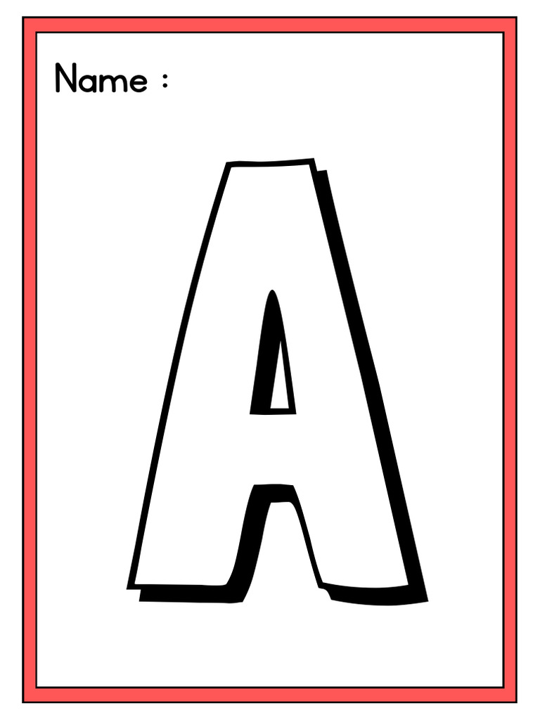 Letter Collage Art Worksheet in White Red Alphabet Outline Style | PDF
