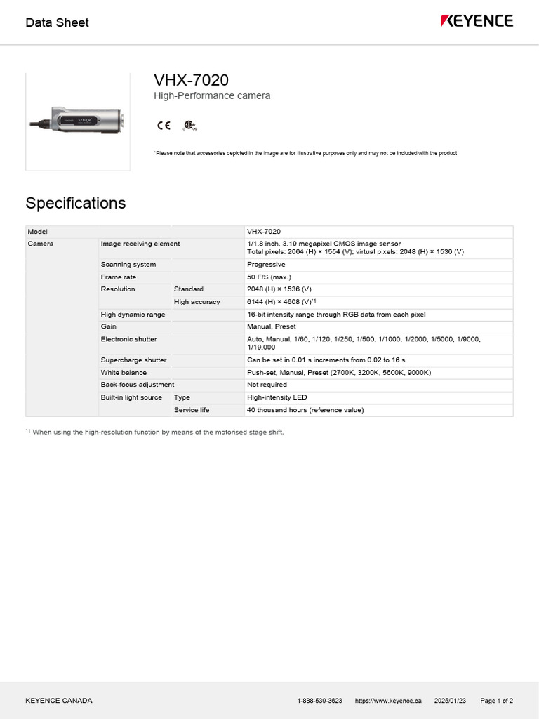 VHX-7020_Datasheet | PDF | Image Resolution | Pixel