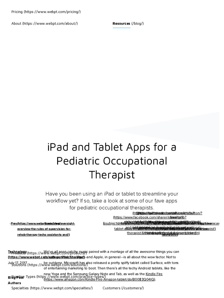 Ipad and Tablet Apps For A Pediatric Occupational Therapist - WebPT ...