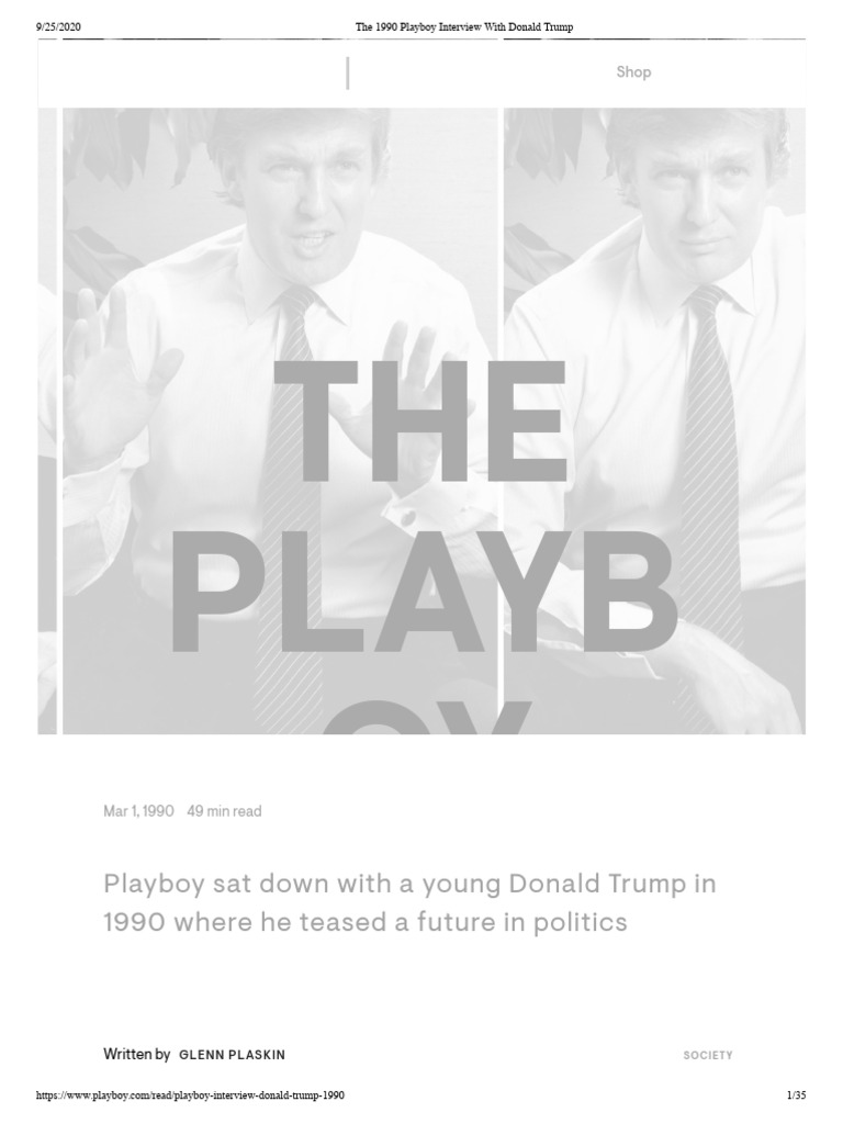 1990 Playboy Interview with Donald Trump | PDF | Donald Trump ...