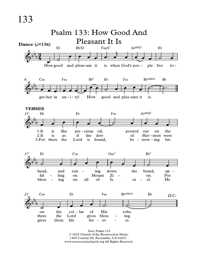 133 Psalm 133 - Full Score | PDF | Books Of The Hebrew Bible | Psalms