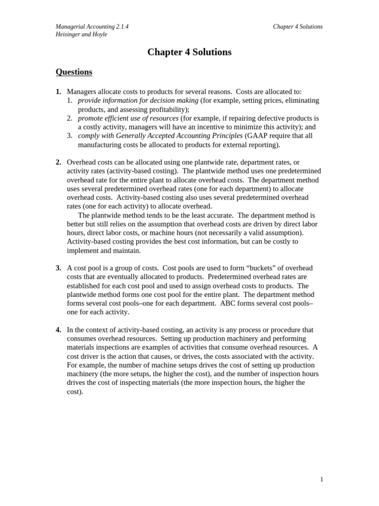 Managerial Accounting 2 1 4 ch04 Solutions | PDF | Cost | Management Accounting