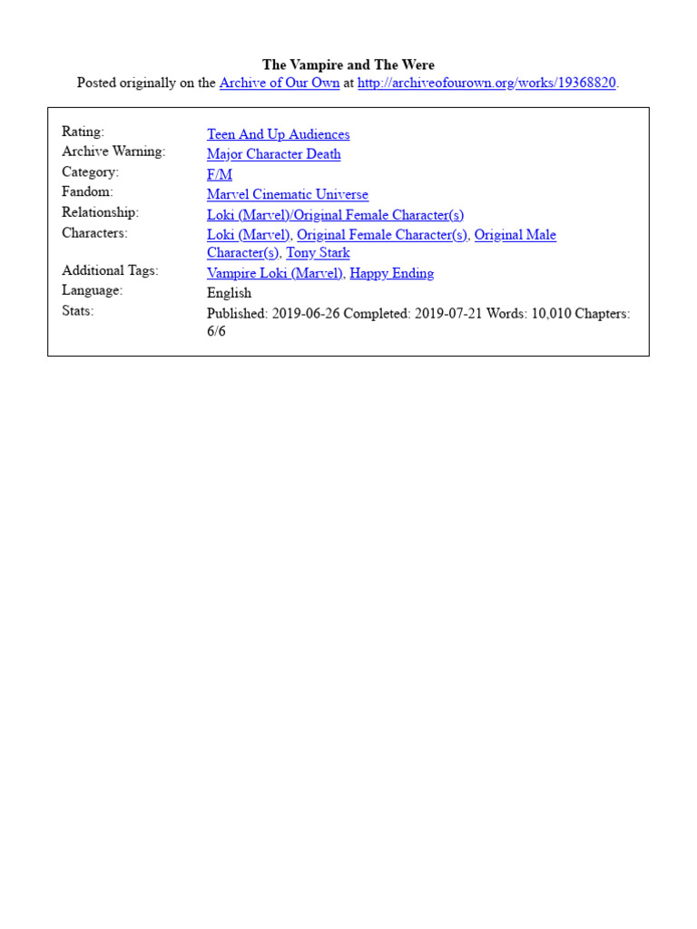 The Vampire and The Were | PDF