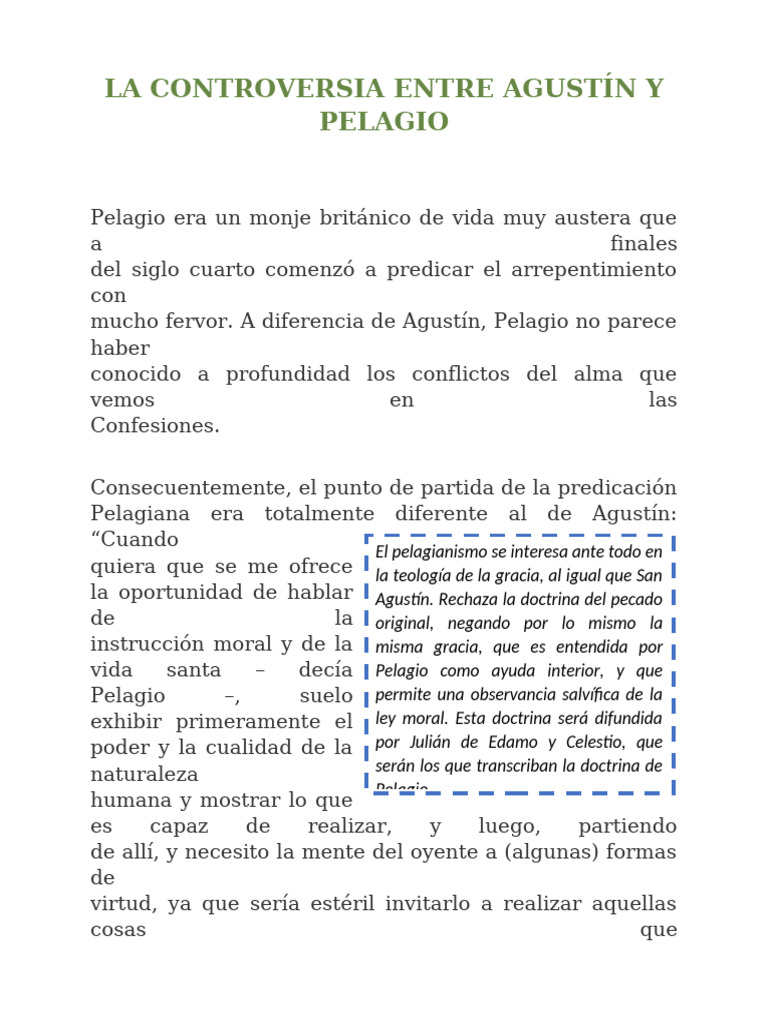 Agustín vs. Pelagio: Teología y Herejía | PDF | Pecado | Agustín De ...