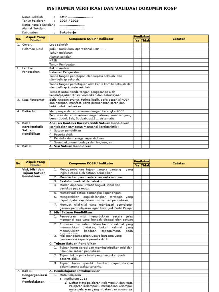 4. Instrumen Ver-Val KOSP 2024-2025 | PDF