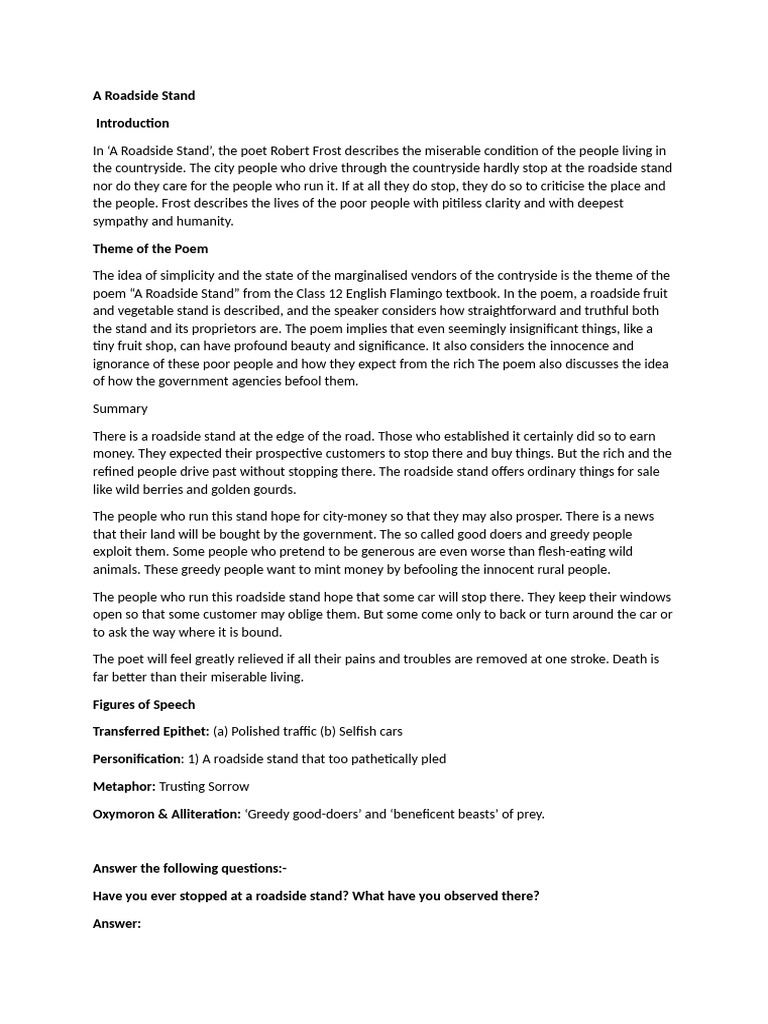 A Roadside Stand Poem | PDF