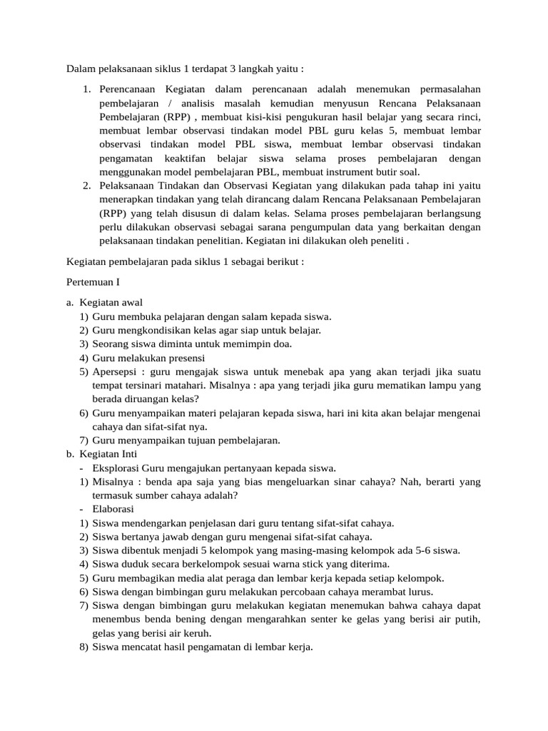 Siklus 1 PTK | PDF