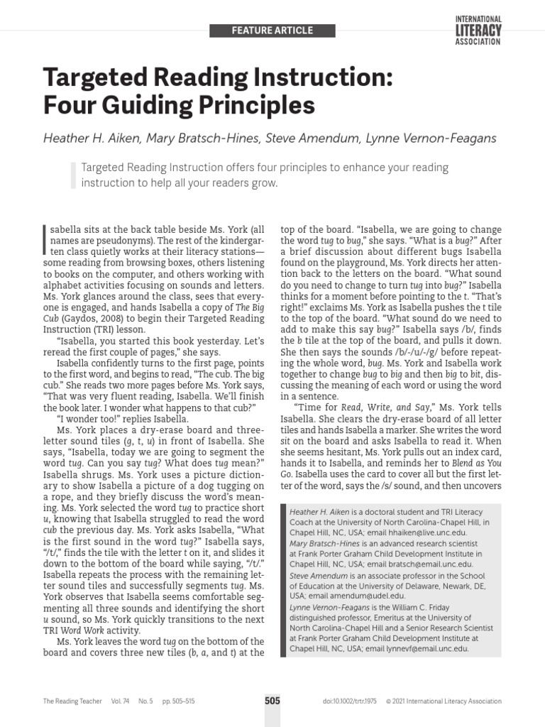 Four Guiding Principles of Targeted Reading | PDF | Phonics | Reading ...