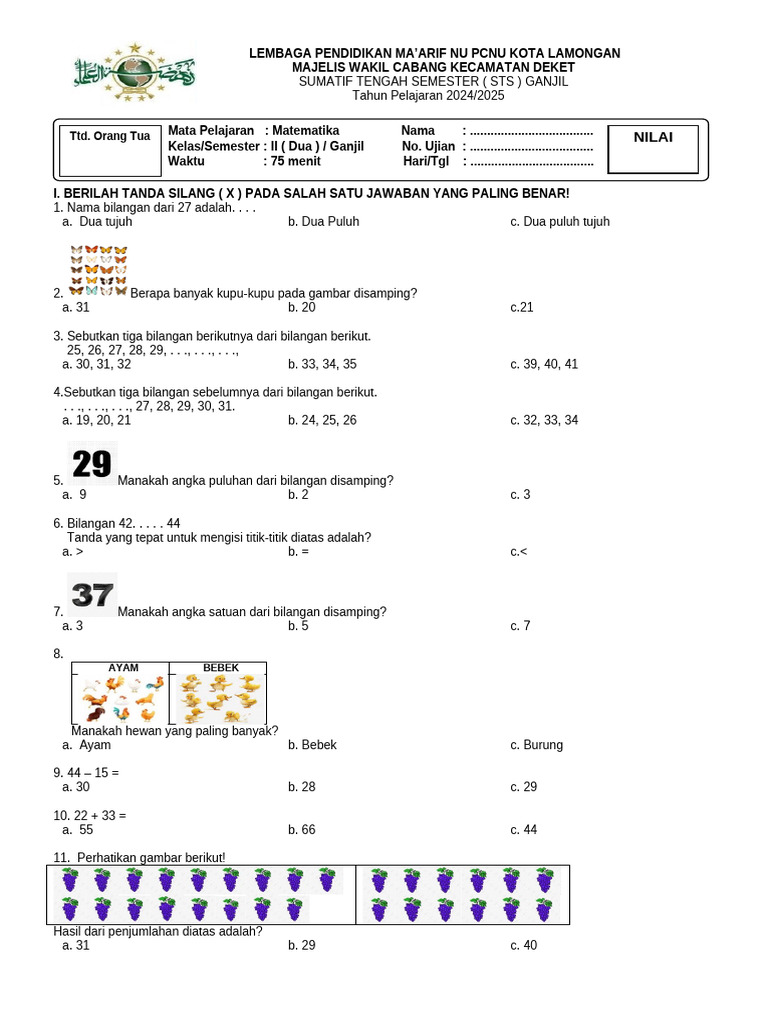 Naskah MTK Kls 2 | PDF