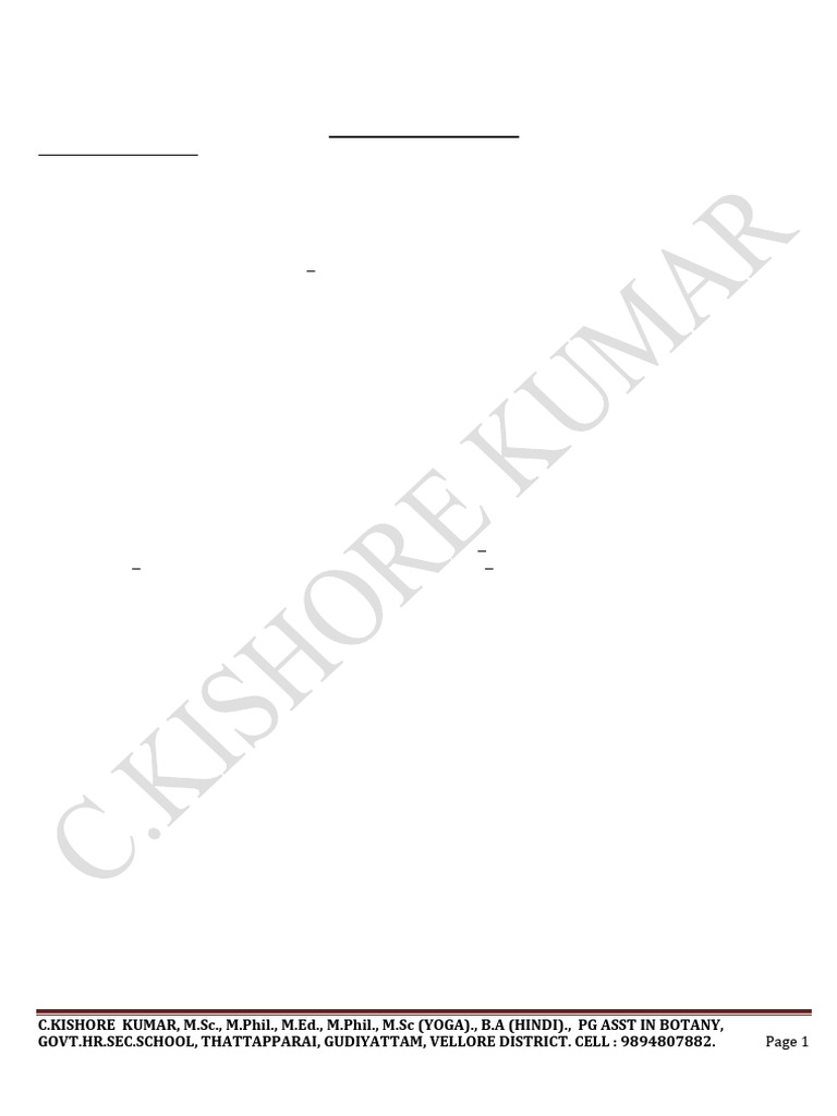 12th Bio Botany Chapter 1 Book Back Questions With Answer English ...