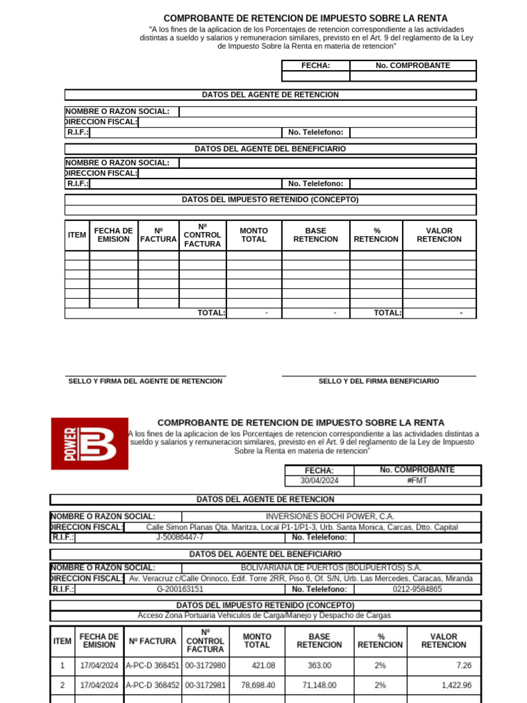 Formato de Retencion | PDF | Salario | Impuestos