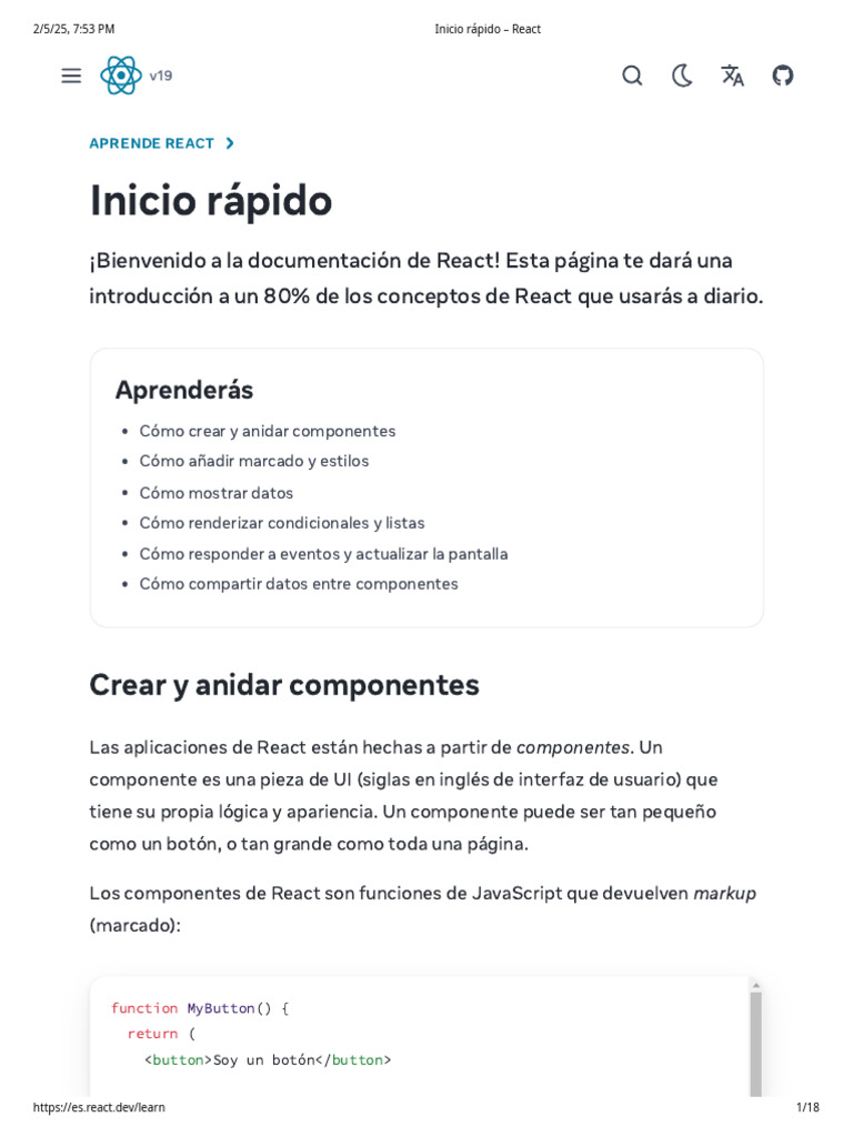 Inicio Rápido - React | PDF | HTML | Script Java