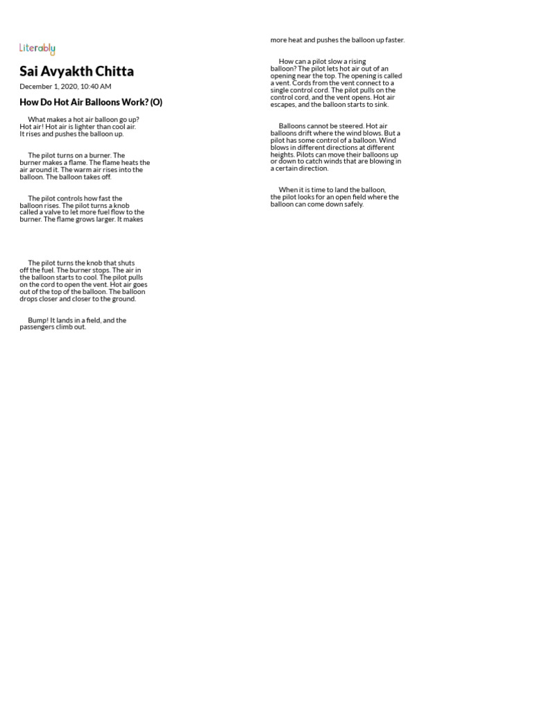 Hot Air Balloon Operation Explained | PDF