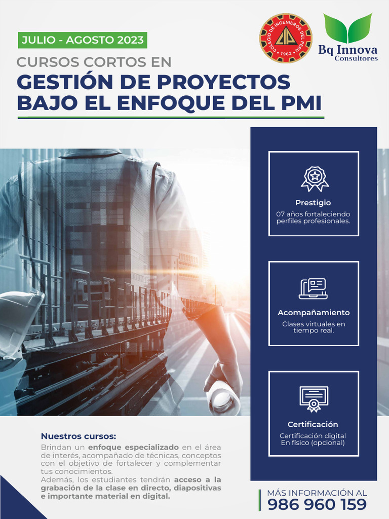 Brochure Gestión de Proyectos - Cursos Cortos Julio-Agosto 2023 | PDF ...