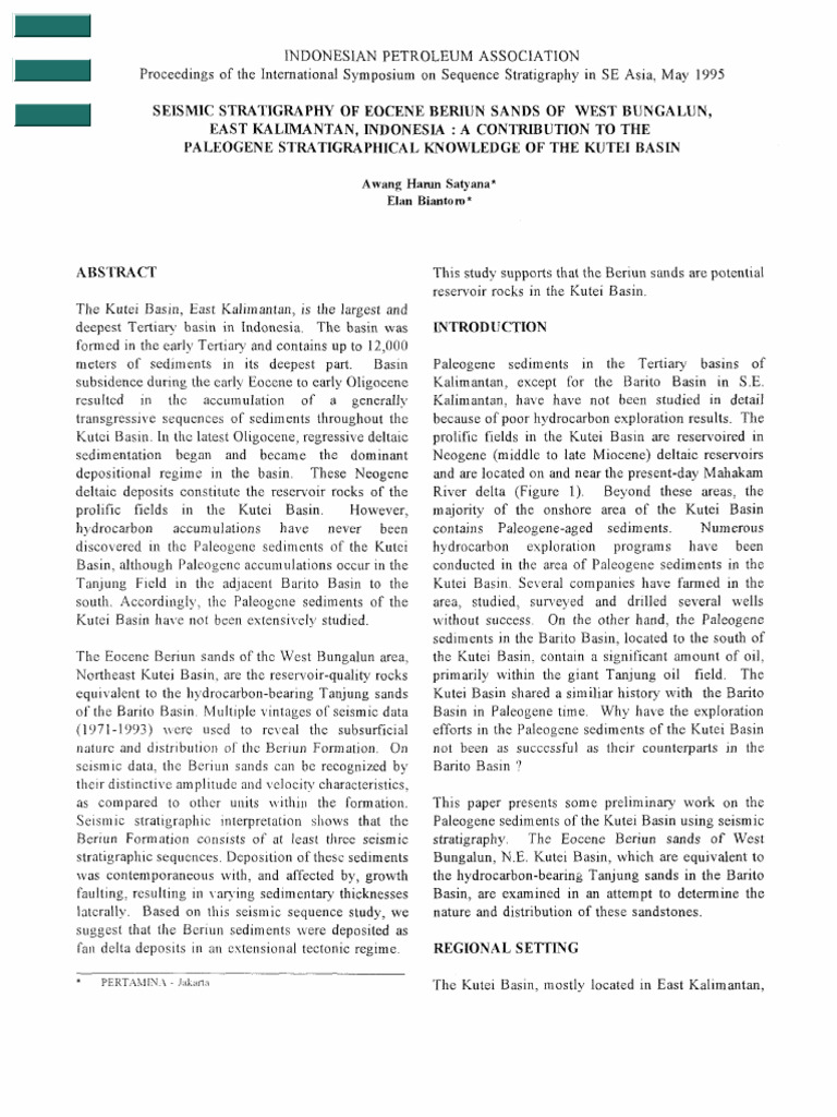 Satyana and Biantoro - Seismic Stratigraphy of Eocene Upper Kutei Basin ...