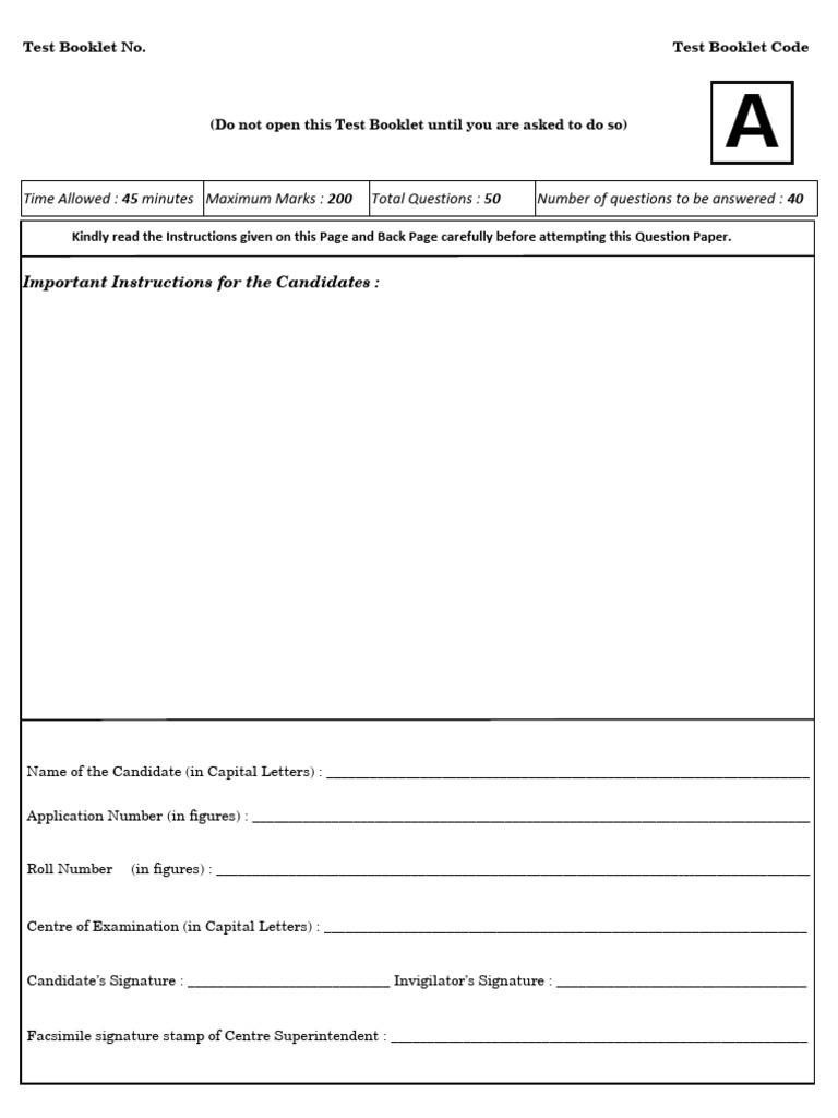 Sociology Test Booklet A: 50 Questions | PDF