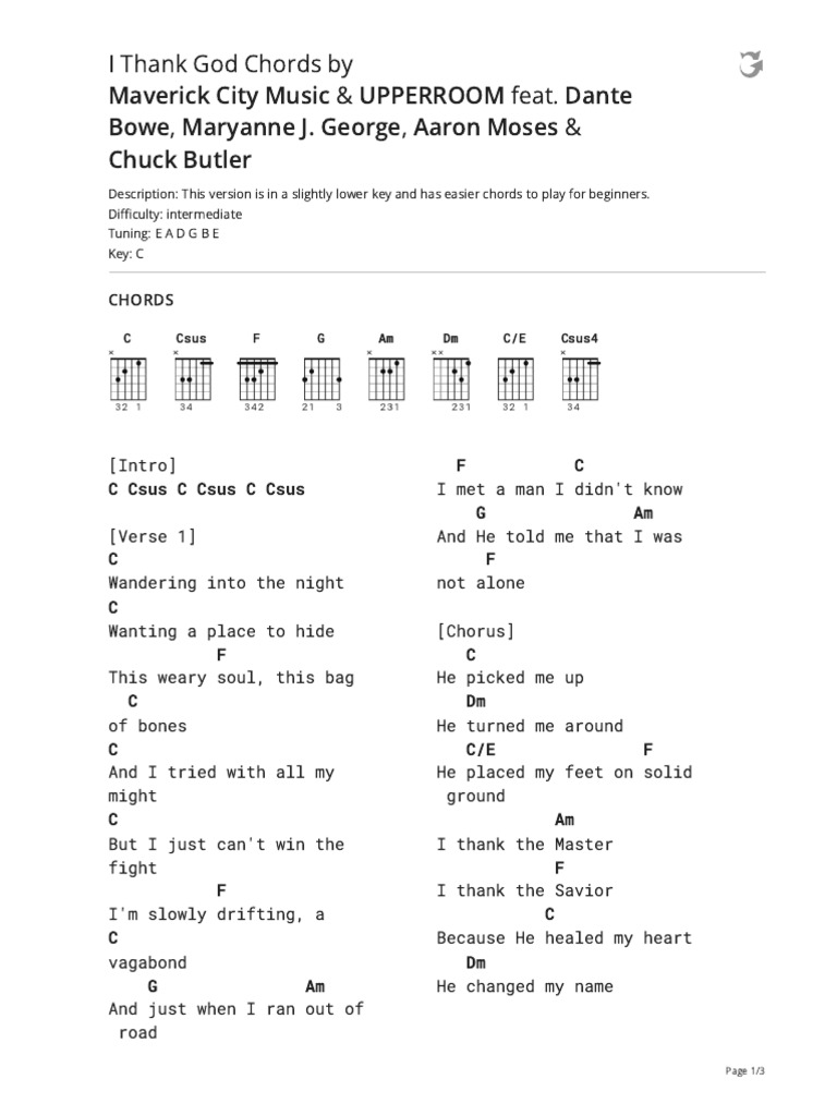 I Thank God Chords (Ver 2) by Maverick City Musictabs at Ultimate ...