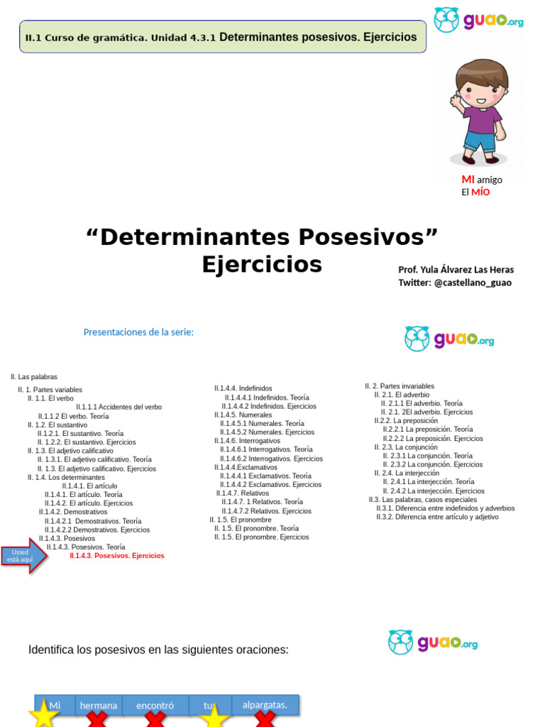 Ejercicios de Determinantes Posesivos | PDF | Adjetivo | Pronombre