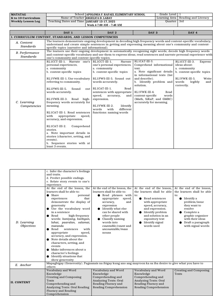 LE - Q3 - Week 4 - Reading and Lit - v2 | PDF | Reading Comprehension ...