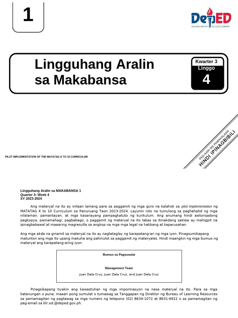 LE MAKABANSA1 Q3 Week4 v2 | PDF