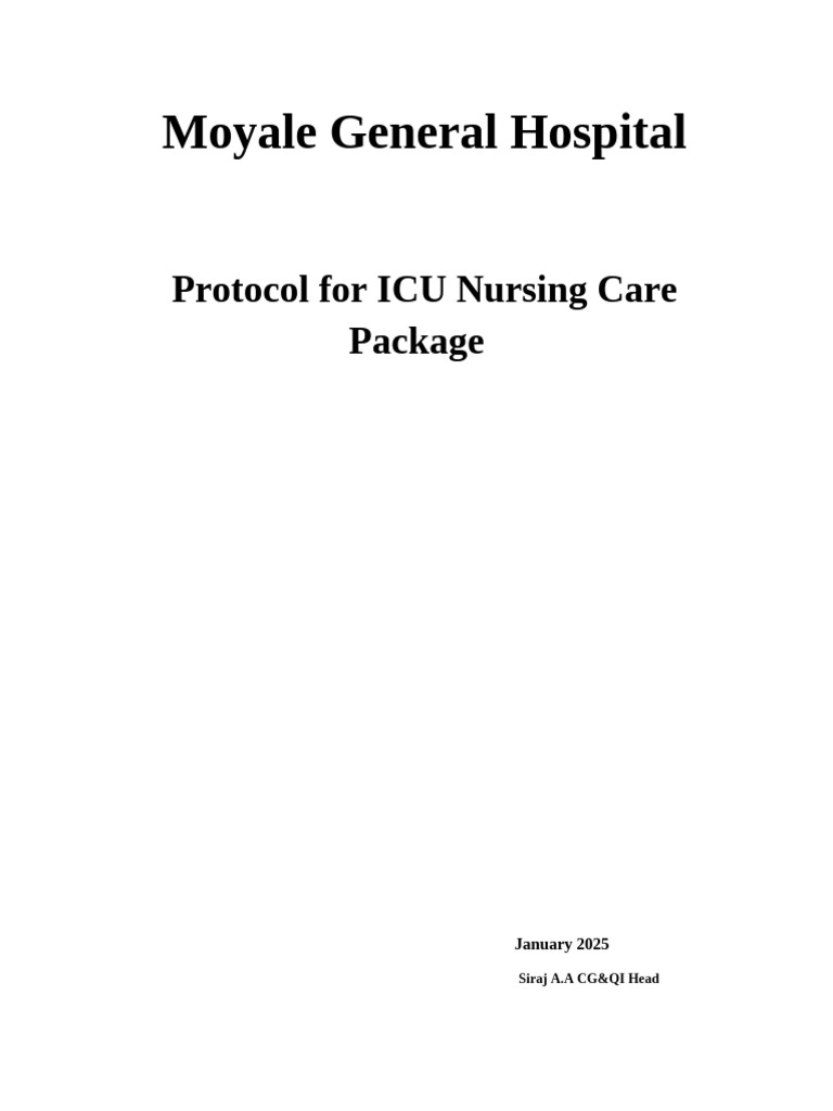 ICU Nursing Care Protocol Overview | PDF | Intensive Care Medicine ...