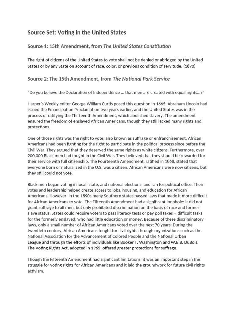 Voting - Source - Set - Amendments-1 2 | PDF | Fifteenth Amendment To ...