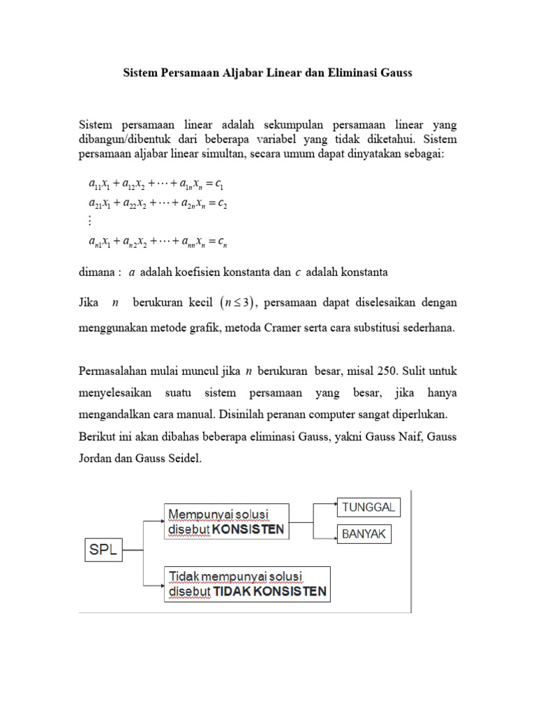 Sistem Persamaan Linear Dan Eliminasi Gauss | PDF
