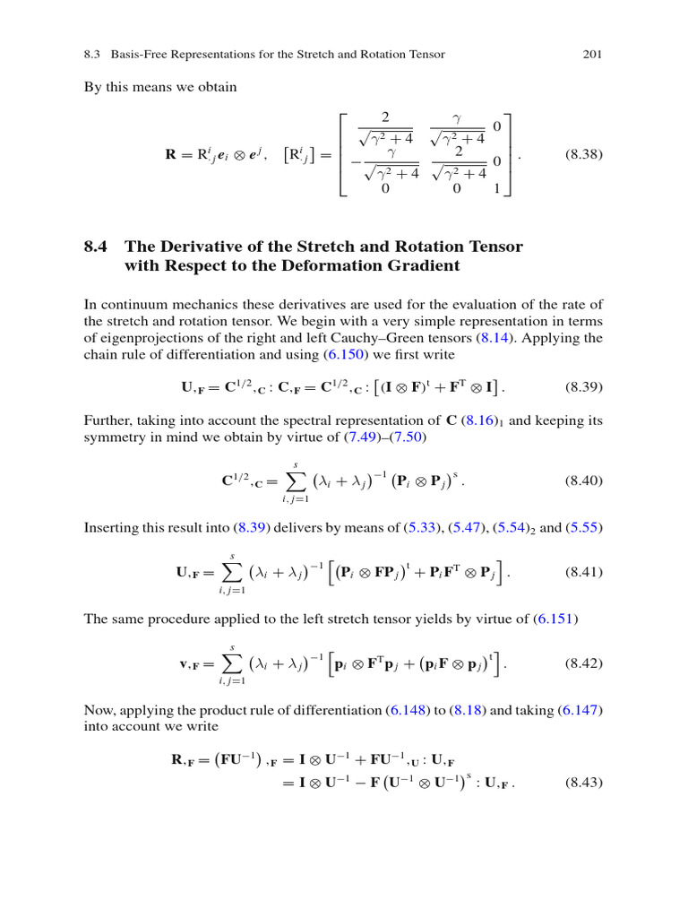 8.4 The Derivative of The Stretch and Rotation Tensor With Respect To ...
