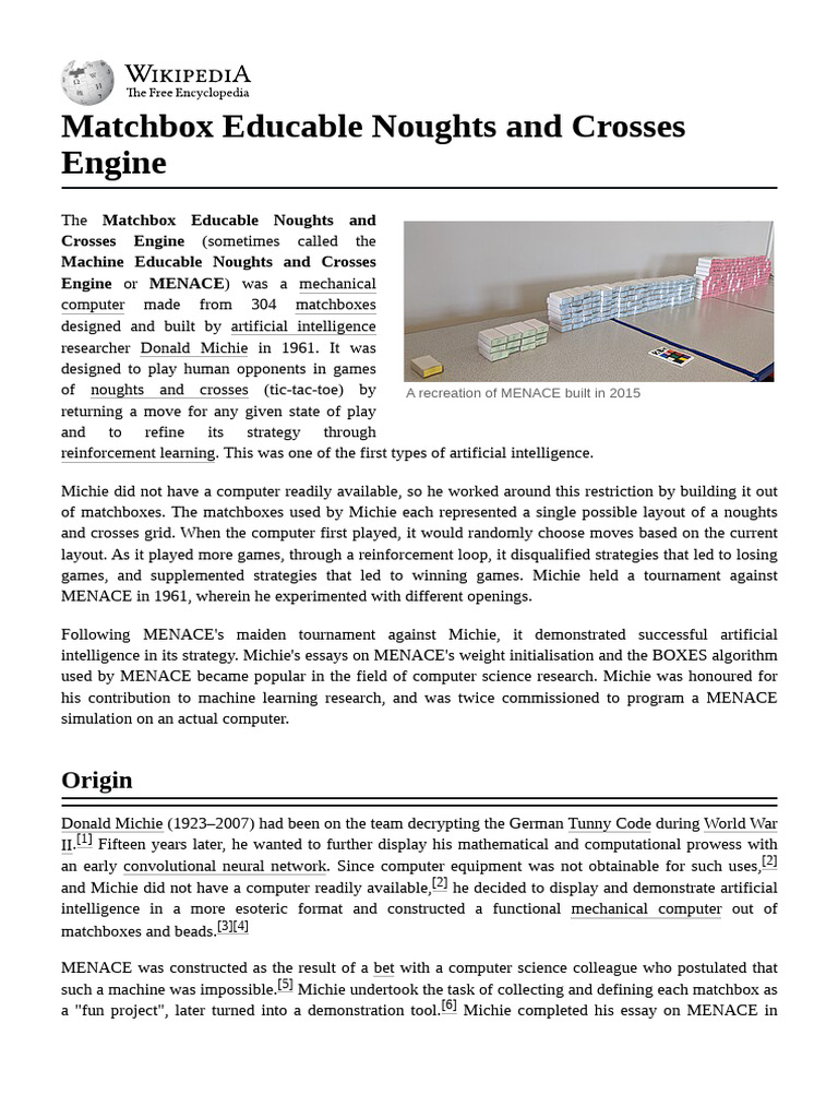 Matchbox Educable Noughts and Crosses Engine | PDF | Artificial Intelligence | Intelligence (AI ...