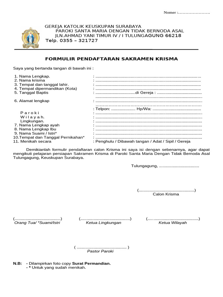 FORMULIR SAKRAMEN KRISMA | PDF